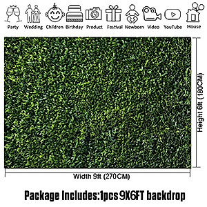 HQM 9x6ft 3D Green Leaves Nature Spring Theme Photo Background Wedding Birthday Party Newborn Baby Shower Photography Backdrops Zoo Decor Banner Dessert Cake Table Decor Booth