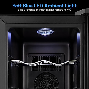 8 Bottle Small Wine Fridge, Mini Wine Cooler with Removable Shelves Interior Light Digital Touch Control, Double-Layer Tempered Glass Door Wine Cooler Refrigerator