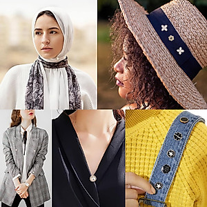 100 Sets Pearl Brooch Buttons, No Sew Instant Removable Reusable Cover Up Buttons Pins, Rhinestone Brooch Pins for Women Fashion, Replacement Safety Button For Clothing Shirt Dress Sweaters Coat Shawl