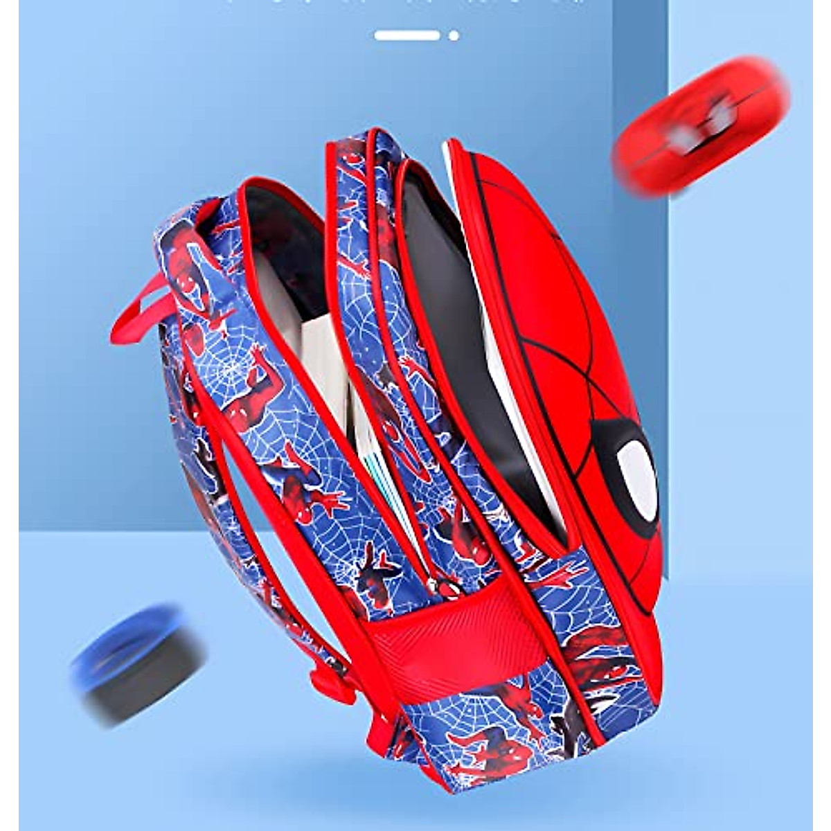 SUFRAH 13inch Cartoon Backpack Red&Blue Comic Waterproof Durable Lightweight Bookbag Fashion Causal Travel Bag