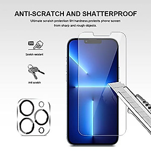 Unity 7, 2 Pack Screen Protector for iPhone 13 Pro Max 6.7 Inches | Tempered Glass | Contains 2 Front Facing Screen Protectors and 2 Rear Facing Camera Lens Protectors
