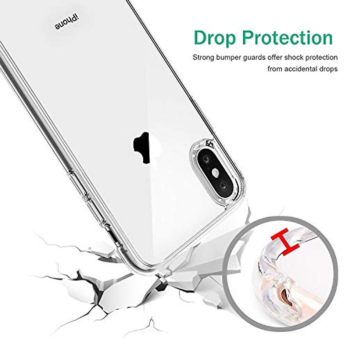TENOC Phone Case Compatible for iPhone Xs Max, Clear Cases Slim Cute Soft TPU Cover Protective Bumper 6.5 Inch