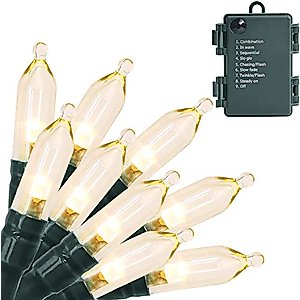 Christmas Lights - 33FT 100 LED Battery Operated String Lights with Timer & 8 Modes Mini Clear String Lights for Christmas Tree Wreath Indoor Outdoor Garden Wedding Party Decor Waterproof (Warm White)