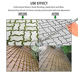 CZS 8 Inches Steel Wire Wheel Brush Weed Trimmer Head, Weed Brush Blade for Cutting Grass, Rust Removal, Deburring (2 Pack Different Adapter Kit Included)