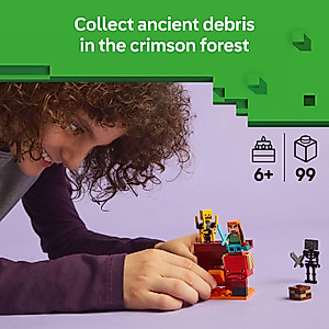 LEGO Minecraft The Nether Lava Battle Toy and Playset - Building Minecraft Toy for Kids, Ages 6+ - Alex, Wither Skeleton, Blaze and Strider Figures for Pretend Play - Gift Idea for Birthdays - 21266