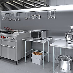 AmGood 24" X 36" Stainless Steel Work Table Open Base with 1.5" Backsplash | Metal Kitchen Food Prep Table | NSF