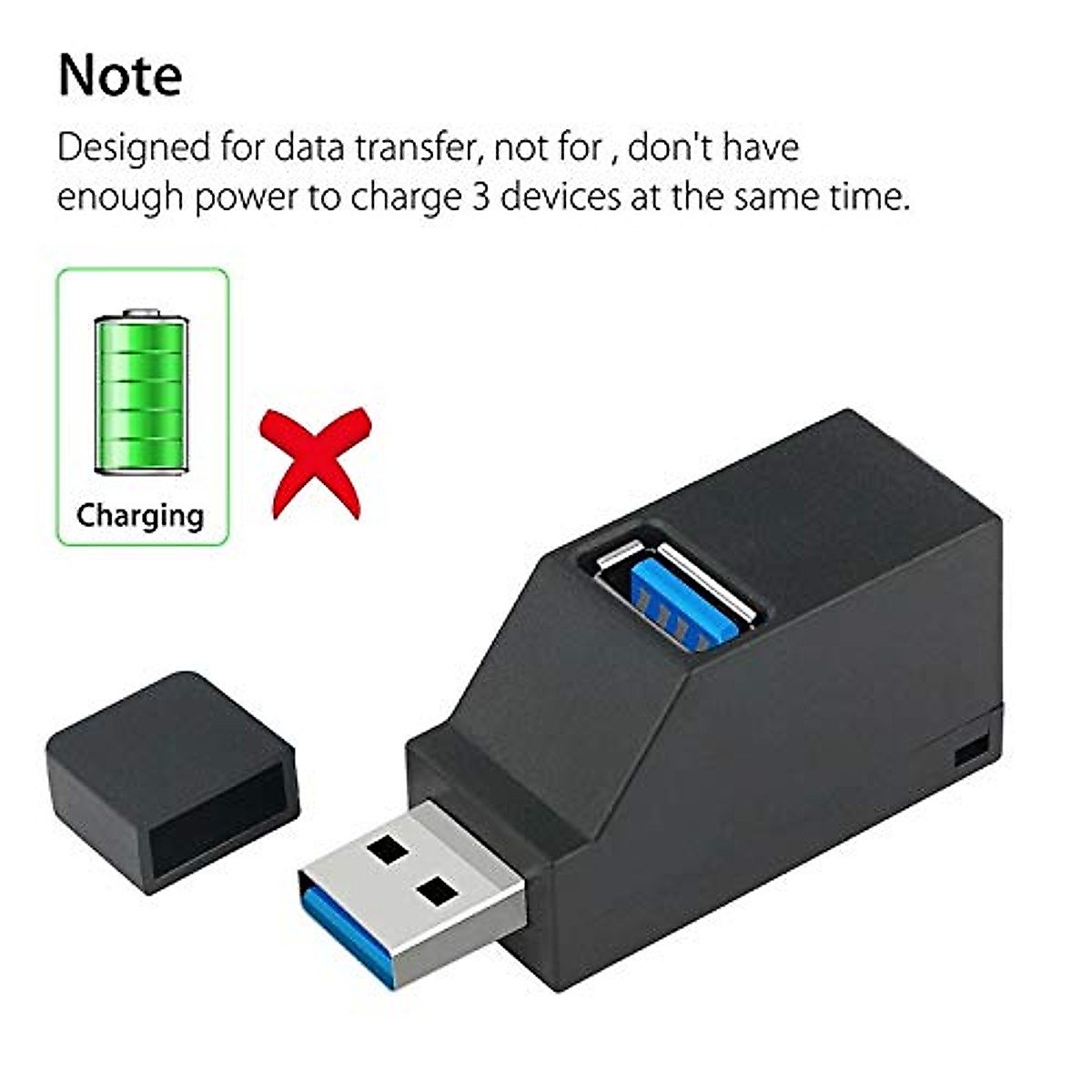 SHYPT USB 3.0 Adapter Extender Mini Splitter Box 3 for PC Laptop Mobile Phone High Speed U Disk Reader (Color : Black)