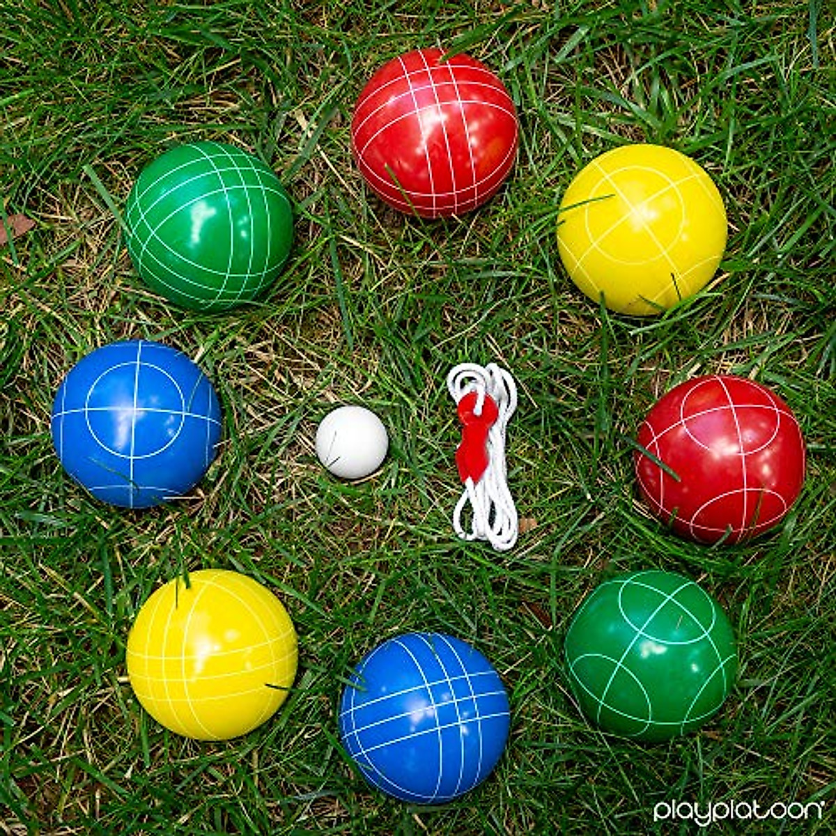 Play Platoon 90 mm Bocce Ball Set with 8 Premium Balls, Pallino, Carry Bag & Measuring Rope