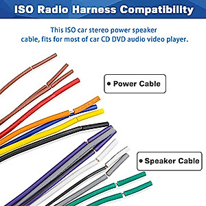 ISO Radio Power Speaker Wiring Harness Replacement for Boss Jenson Pioneer Leadfan SJOYBRING Bluetooth Car Stereo Power Speaker Adapter