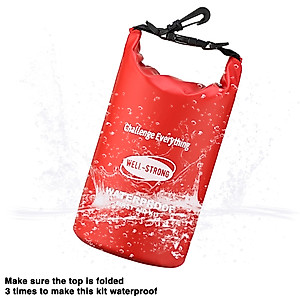 WELL-STRONG Dual Waterproof First Aid Kit Boat Emergency Kit with Buckles for Fishing Kayaking Boating Swimming Camping Rafting Beach Red