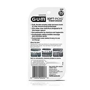 GUM Soft-Picks Wider Space, Easy to Use Dental Picks for Teeth Cleaning and Gum Health, with Convenient Carry Case, Dentist Recommended Dental Picks, 50ct