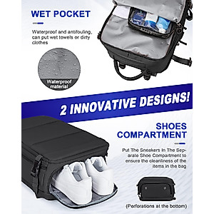 UPPACK Black Backpack For Women Men Travel Bag Watreproof Gym Hiking Backpack College Laptop Backpack For School Travel Essentials Carry On Bag