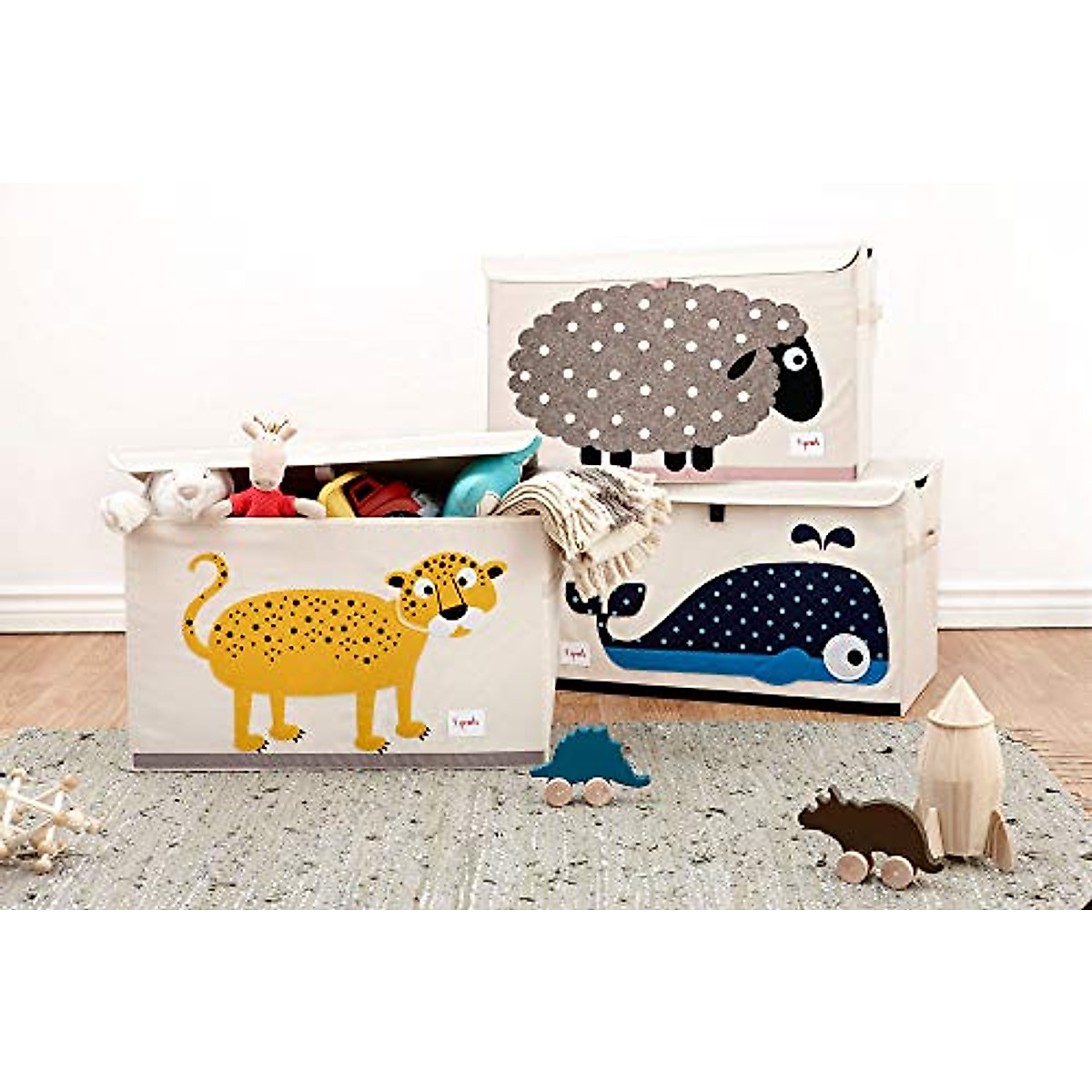 3 Sprouts Kids Toy Chest - Storage Trunk for Boys and Girls Room - Sheep