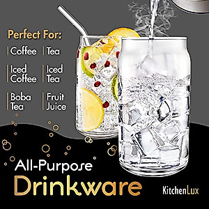 16 oz Can Shaped Glass Cups, Set of 2 Beer Can Glasses, Aesthetic Soda Can Cup Clear Glass Tumbler Beer Glasses, Tall Cocktail Drinkware Cute Cups, Cool Drinking Glasses for Kitchen, Modern Glassware