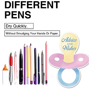 Cute Blue and Pink Advice and Wishes Cards 50 Set Baby Nipple Shaped Baby Shower Party Supplies Favors for the Parents, Double-Sided 5 x 7