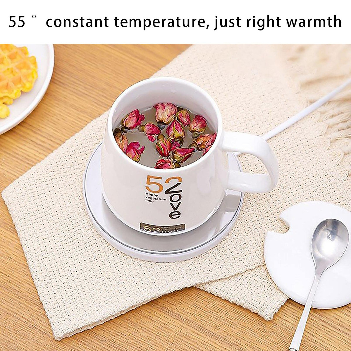 55° Thermostatic Coffee Mug Warmer for Desk - Smart Gravity-iIduction Auto On/Off Coffee Cup Warmer Cup Heater for Office, Suit for All Kinds of Mug - Gifts Coffee Lovers for Women Man