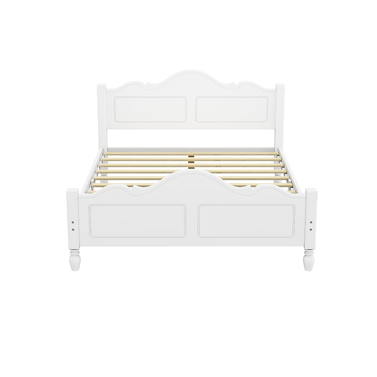 Harper & Bright Designs Wooden Queen Size Platform Bed with Headboard, Modern Queen Bed Frame with Wood Slat Support/No Box Spring Needed/Easy Assembly, Queen, White