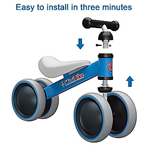 Ancaixin Baby Balance Bikes 10-24 Month Toddler Walker | Riding Toys for 1 Year Old Boys Girls | No Pedal Infant 4 Wheels Kids Bicycle | Best First Birthday Gift New Year Holiday Blue