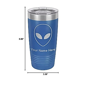 LaserGram 20oz Vacuum Insulated Tumbler Mug, Alien Head, Personalized Engraving Included (Dark Blue)