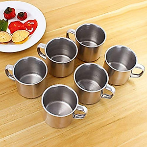 Stainless Steel Coffee Cup with Handle 6 Pcs Camping Cup 4oz Stainless Steel Espresso Cups 2.362.17Inch Metal Shot Glasses Tea Mug Cup Tea Party Great for Outdoor Events Picnics Party