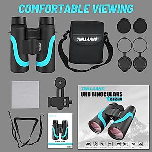 15x55 HD Binoculars for Adults High Powered, Large View Binoculars BAK4 Prism Waterproof Binoculars -Lightweight Binoculars for Bird Watching Hiking Travel Cruise Trip with Phone Adapter(Blue)