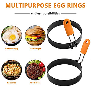 Egg Rings Set of 8 Pancake Mold Stainless Steel Egg Ring for Griddle Nonstick Omelette And Pancake Rings for Muffins (Set of 8)