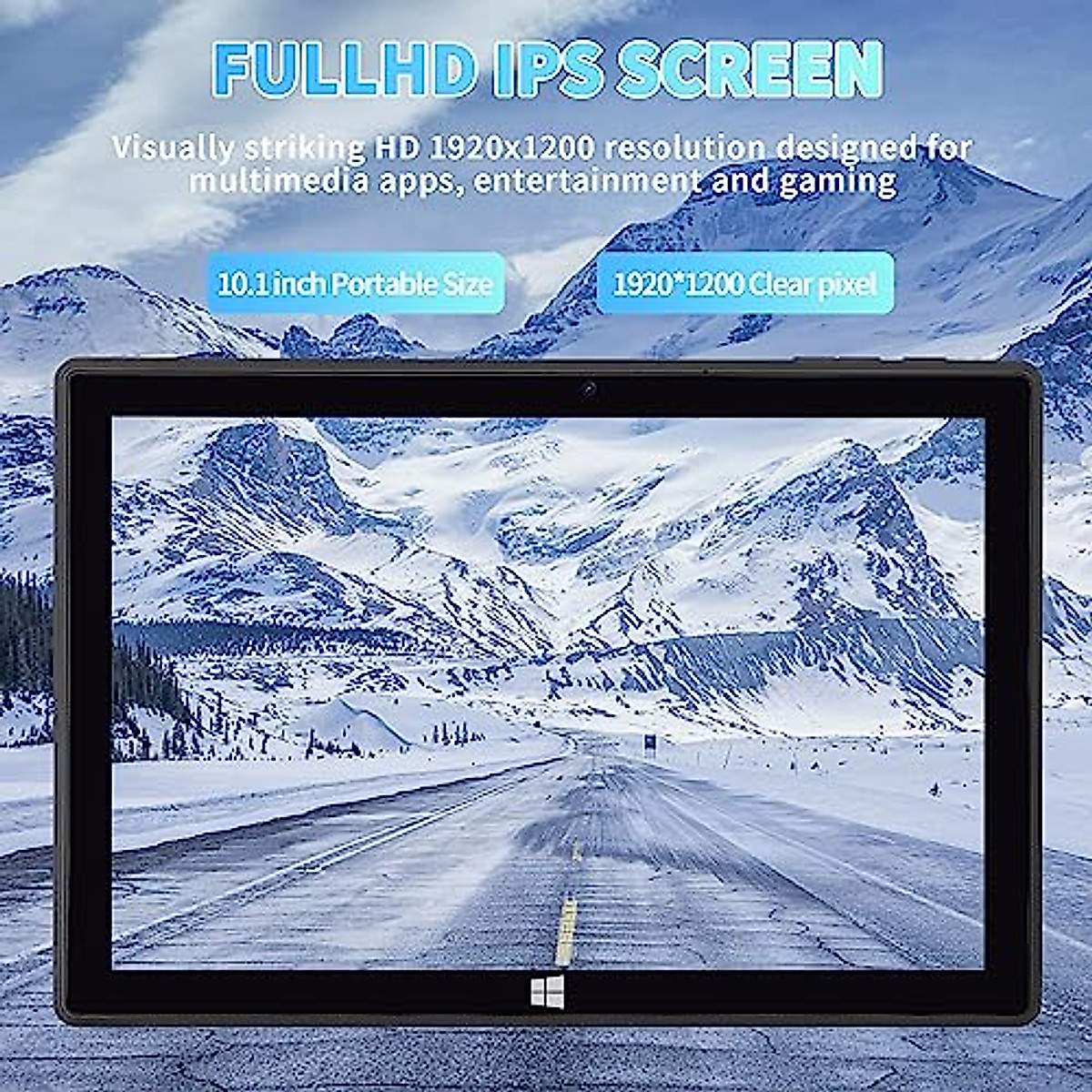【MS Office 2019/Win11 Pro】2 in 1 Tablet 10.1" 1920x1200 IPS Screen Laptop Celeron J4105 CPU(Quad core)1.5~2.5Ghz,DDR4 16GB RAM 256GB SSD,Ultra-Light Portable Laptop/Camera 2MP+5MP(16G+256GB,Black)