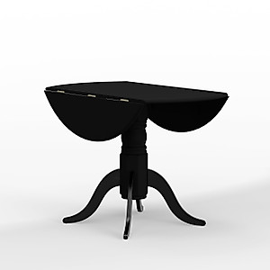 Glenwillow Home 3-PC - 42" Round Double Drop-Leaf Dining Table + X-Back Dining Chairs Dining Set in Black