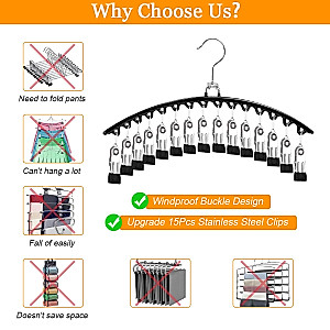 3Pack Legging Organizer for Closet, Metal Yoga Pants Hanger w/Rubber Coated 3 Pack w/15 Clips Hangers Space Saving Closet Organizers and Storage, Black