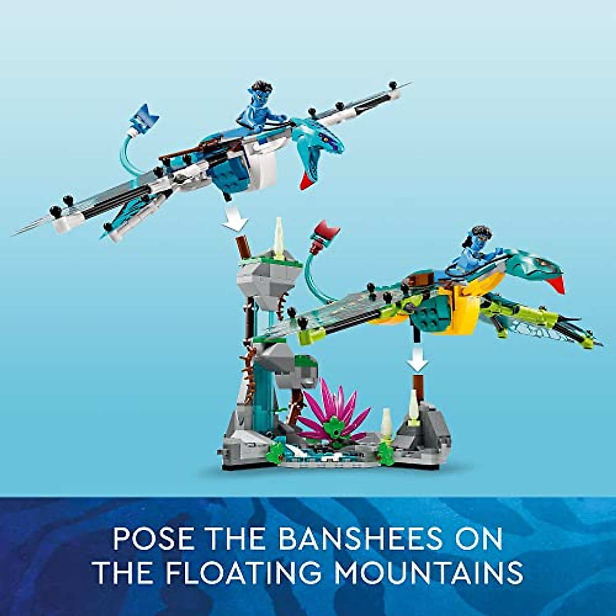 LEGO Avatar Jake & Neytiri First Banshee Flight 75572 Building Toys - Pandora Movie Inspired Set with 2 Banshee Figures, 2 Minifigures, Glow in The Dark Elements, Great for Kids Ages 9+