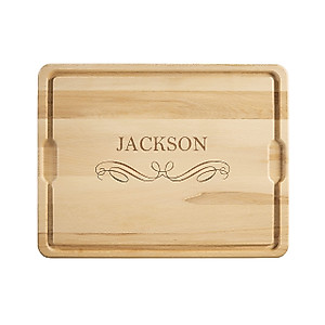 Personalization Universe Classic Kitchen Personalized Hardwood Cutting Board, with Juice Well and Grip Handles, Ideal for Charcuterie Boards and Wedding or Housewarming Gifts - 15" X 21"