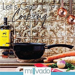 Millvado 3.5 Quart Saucepan, Naturally Nonstick Ceramic Sauce Pots, Small Sauce Pan for Cooking and Boiling, Ceramic Cooking Pot for Stovetop, Campfire, Outdoor Stove