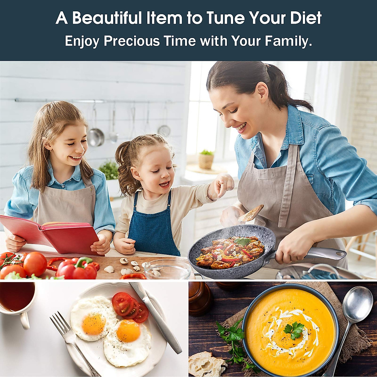 8" Small Frying Pan- KOCH SYSTEME CS 8" Ultra Nonstick Frying Pan with Lid, Granite Skillet with APEO & PFOA-Free Stone Earth Coating, Aluminum Alloy Stir Fry Pan, Stainless Steel Handle, Oven Safe