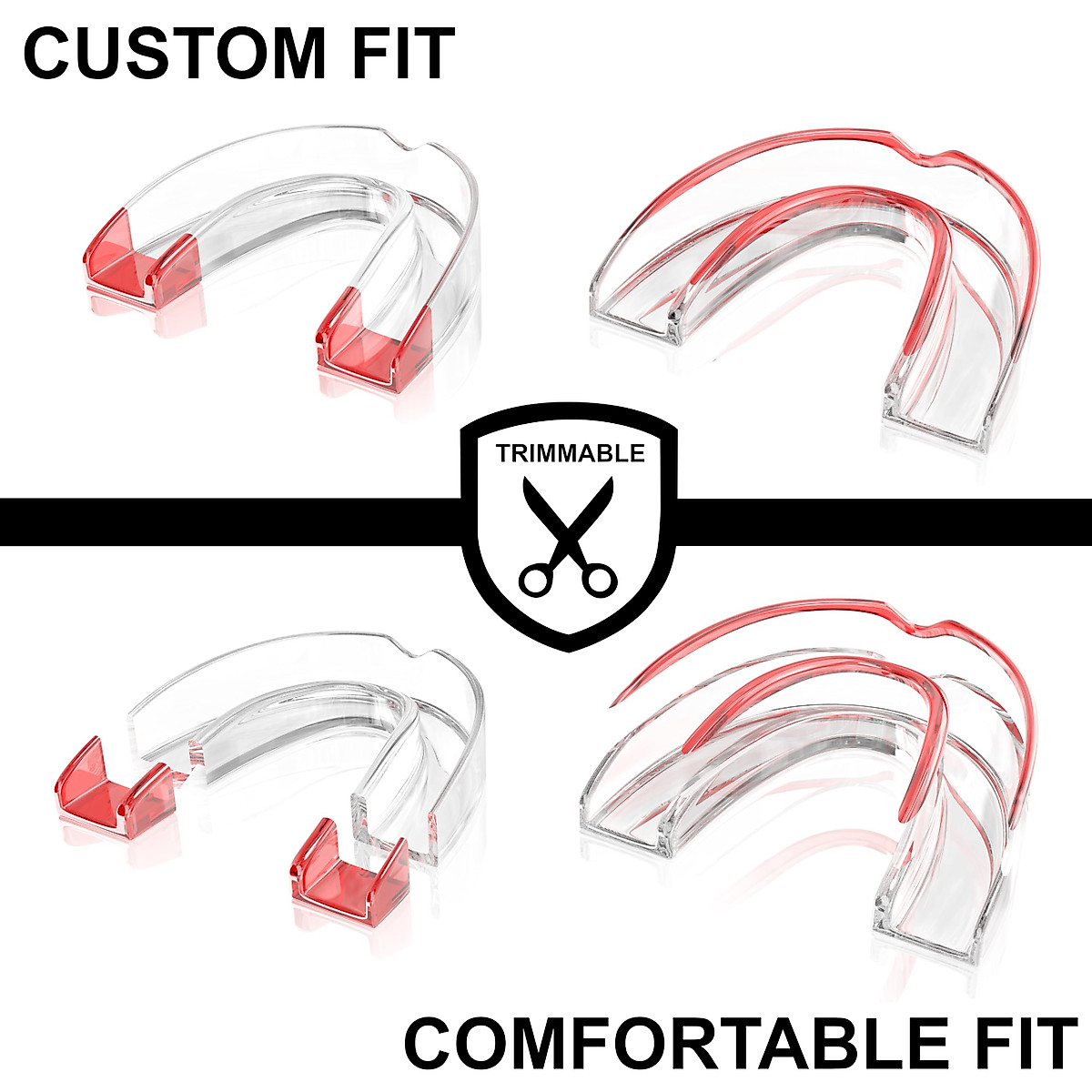 GRINDSHIELD Grinding Mouth Guard - Custom Fit, Trimmable - 4 Mouth Guards for Grinding Teeth & Case – Nightguard for Teeth Grinding, Night Guard, Dental Guard, Clenching Mouthguard