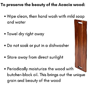 BIRDROCK HOME 36" Acacia Wooden Cheese Serving Board with Handles - Extra Long - Party Charcuterie for Appetizers Food Kitchen Platter - Bread Meat Fruit Display - Natural Wood - Espresso