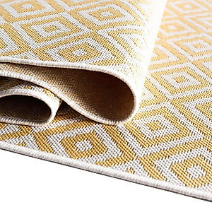 Unique Loom Jill Zarin Outdoor Collection Area Rug - Costa Rica (2' x 3' 1'' Rectangle, Yellow Ivory/ Ivory)