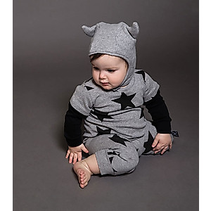 NUNUNU Baby Long Sleeve Playsuit, 100% Cotton, For Infant Boys & Girls, White - Stars, 6-12 Months…