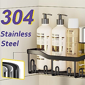 FAFOOU Shower Caddy Organizer 5 Pack, Self Adhesive Shower Shelves Basket for Bathroom Storage Home Decor, Shower Shelf for Inside Shower Rack, Wall Mounted RV Shower Accessories Shampoo Holder Black