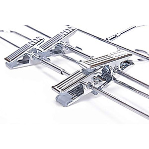 Quality Pant Hangers - 10-Pack Pant & Skirt Hanger Set - Chrome Pant Hangers with Clips - 360-Degree Metal Swivel Hook Hangers for Clothes, Pants - Durable, Anti-Rust Jean, Slack & Trouser Hangers