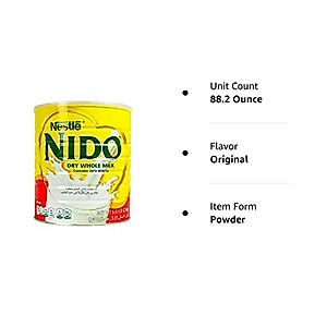Nestle Nido Milk Powder, Imported from Holland, Specially Formulated, Fortified with Vitamins and Minerals, Easy To Prepare, over 12 months, 5.51 LBS