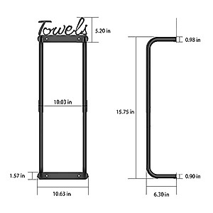 Towel Rack Wall Mounted,Wall Towel Rack for Rolled Towels,Washcloths Bathrobe Storage Shelf Organizer Hand Towels Holder for Bathroom Cloakroom - Black