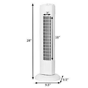 COSTWAY Tower Fan, 28-Inch Oscillating Tower Fan, Quiet Cooling Whole Room Bladeless, 3 Speed, 3 Wind Mode, Oscillating Tower Fan for Bedrooms, Living Rooms, Kitchen (White)