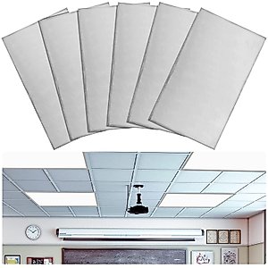 6 Packs Fluorescent Light Filters Magnetic Light Covers Fluorescent Light Covers Calming Ceiling Light Covers Florescent Light Decor Cover for Ceiling Lights Classroom Office School, 4 x 2 Feet (Gray)