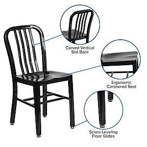 Flash Furniture Commercial Grade Black Metal Indoor-Outdoor Chair