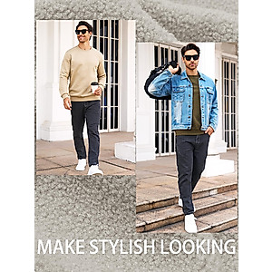 MAGCOMSEN Winter Sweatshirts For Men Bomber Sweatshirts Thick Cotton Sweatshirts Sherpa Sweatshirt Fleece Lining Casual Warm Sweatshirts Pale Blue, X-Large