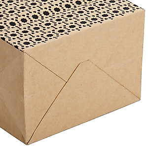 Elsjoy 100 Pack Kraft Paper Bags with Handles, 5.3x3.8x8 Brown Small Gift Wrap Bags Geometric Kraft Shopping Bags Merchandise Bags for Packaging, Party Favor, Retail Stores, 4 Styles