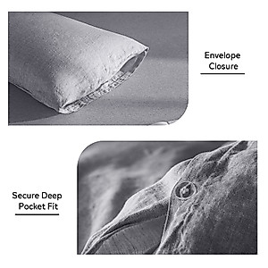 GHUIPRO 100% Linen Duvet Cover Set Queen Size, Pure Natural Washed Linen-3 Pieces Comforter Cover Set, 1 Duvet Cover 2 Pillowcases Comfy Breathable for Hot Sleepers ((Linen, Queen)