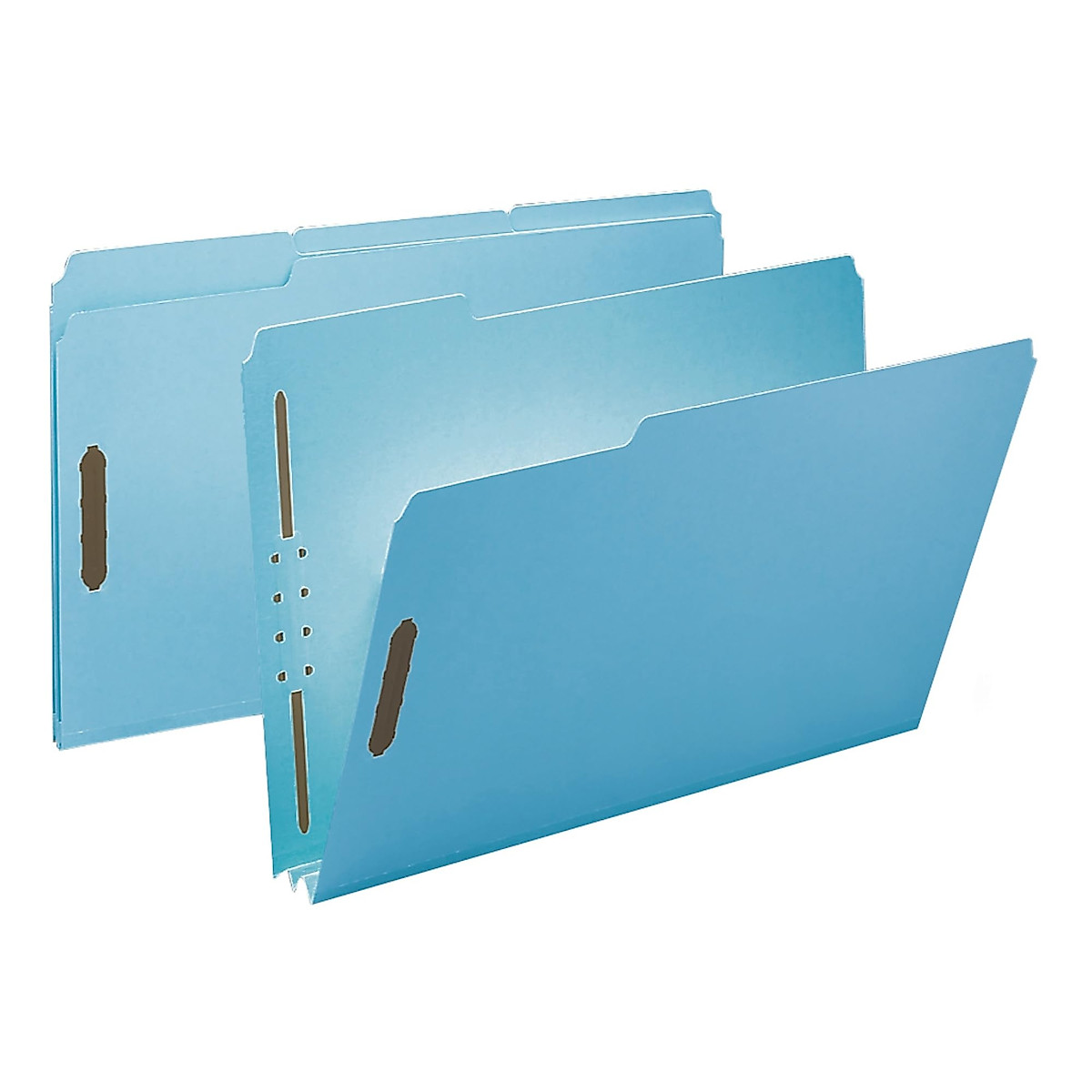 Smead 100% Recycled Pressboard Fastener File Folder, 2 Fasteners, 1/3-Cut Tab, 2" Expansion, Legal Size, Blue, 25 per Box (20001)