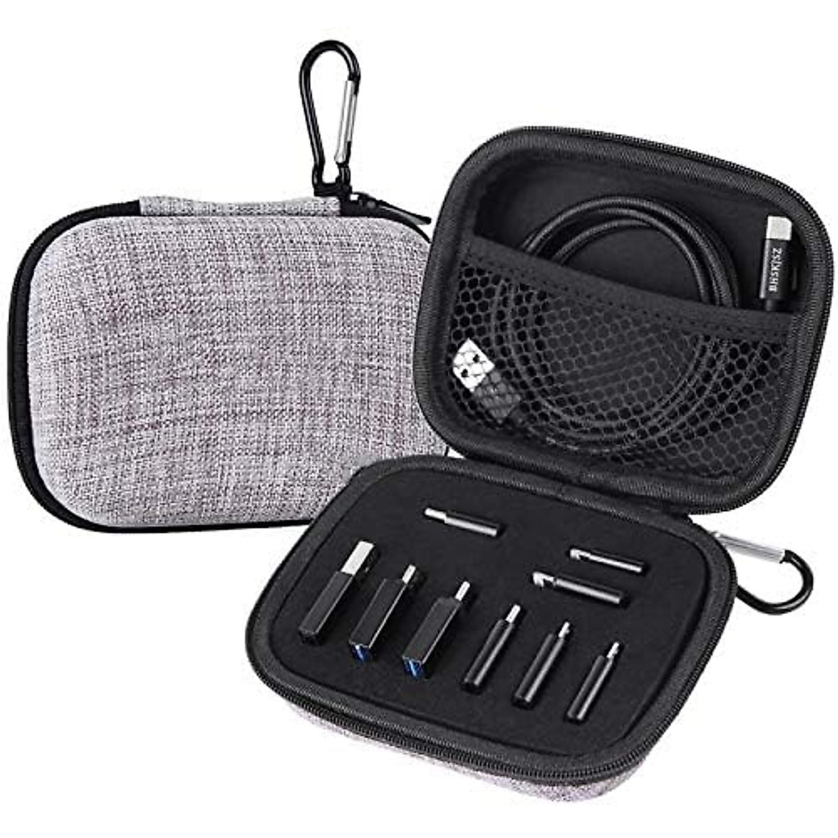 10Piece Type C Adapter Kit, Compatible with Micro-USB/Type-C/USB/1 -p Hone Cable,Foam Insert Travel Case with Carabiner, Includes USB Type C Cable