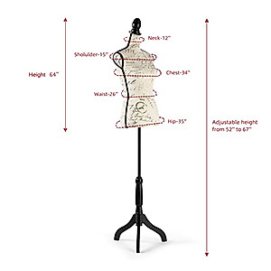DRDINGRUI Standing Female Mannequin Body, Height Adjustable from 52'' to 67'', Pinnable Dress Form with Tripod Base for Dress Jewelry Display